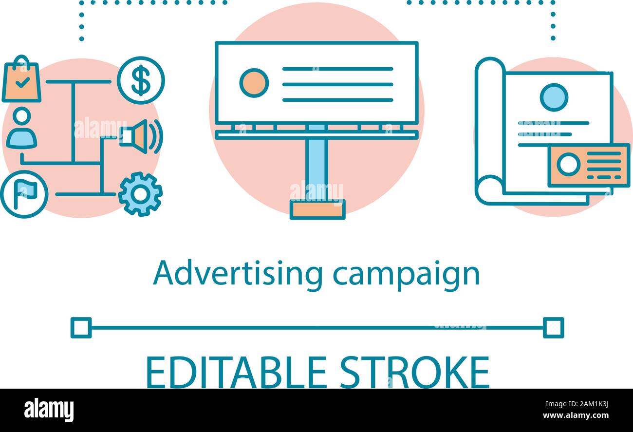 Advertising campaign concept icon. Marketing commercial ads plan ...