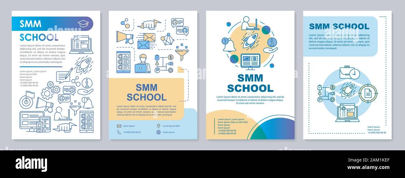 SMM school brochure template layout. Flyer, booklet, leaflet print design with linear ...