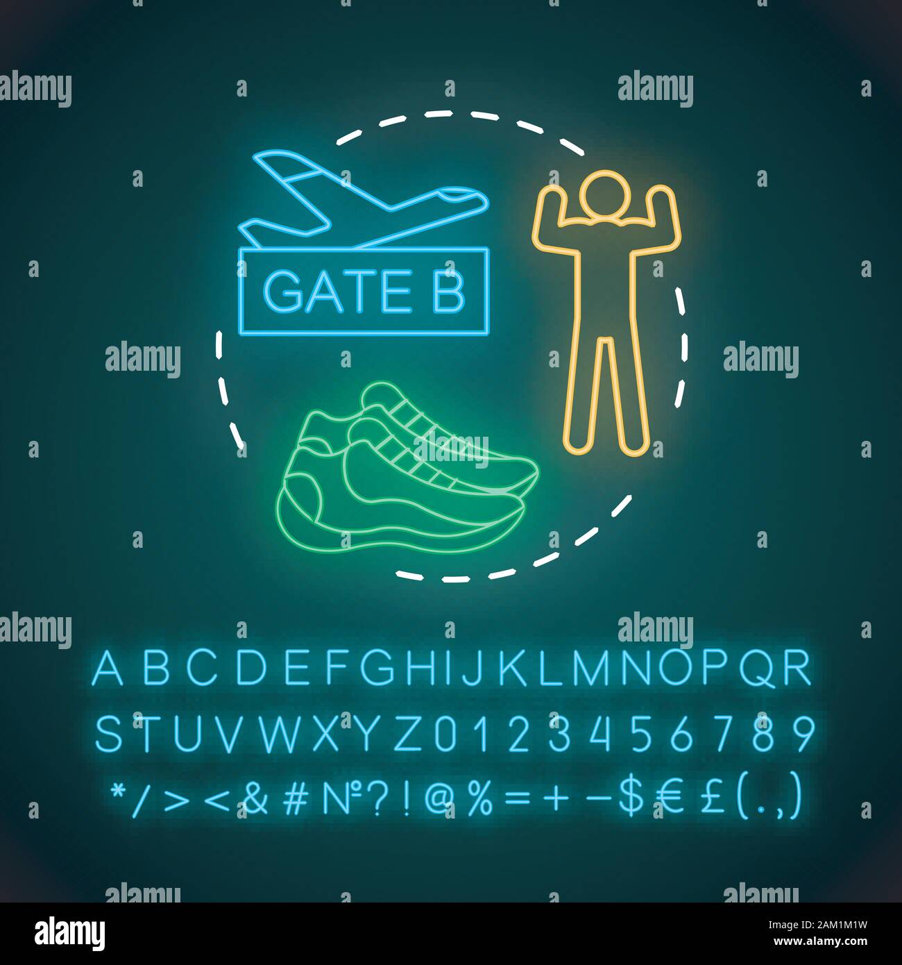 Multisport trip neon light concept icon. Travel style idea. Active ...