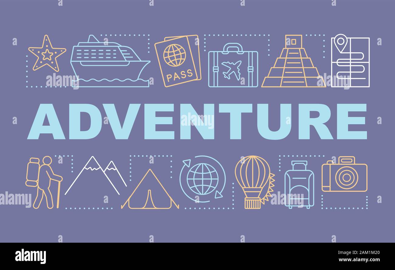 Adventure word concepts banner. Active recreation. Cruise trip. City ...