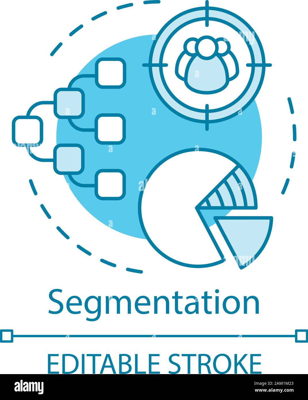 Segmentation turquoise concept icon. Marketing element, pie chart idea thin line illustration ...