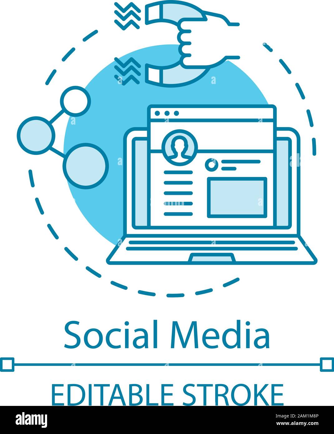 Social media turquoise concept icon. People connecting, sharing posts ...