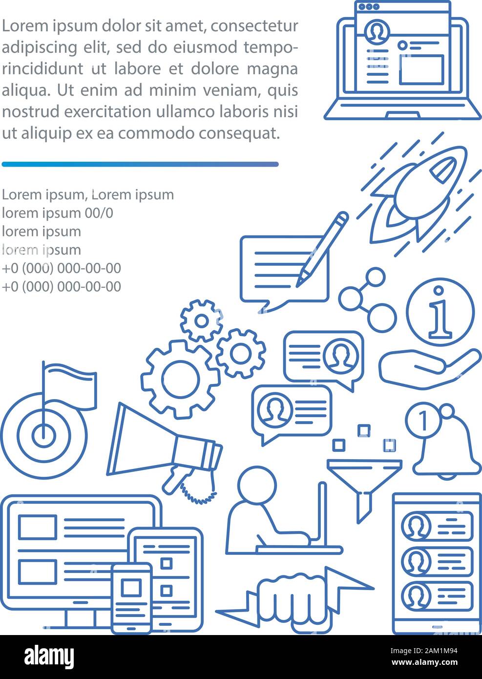 Internet data white background article page vector template. Brochure ...