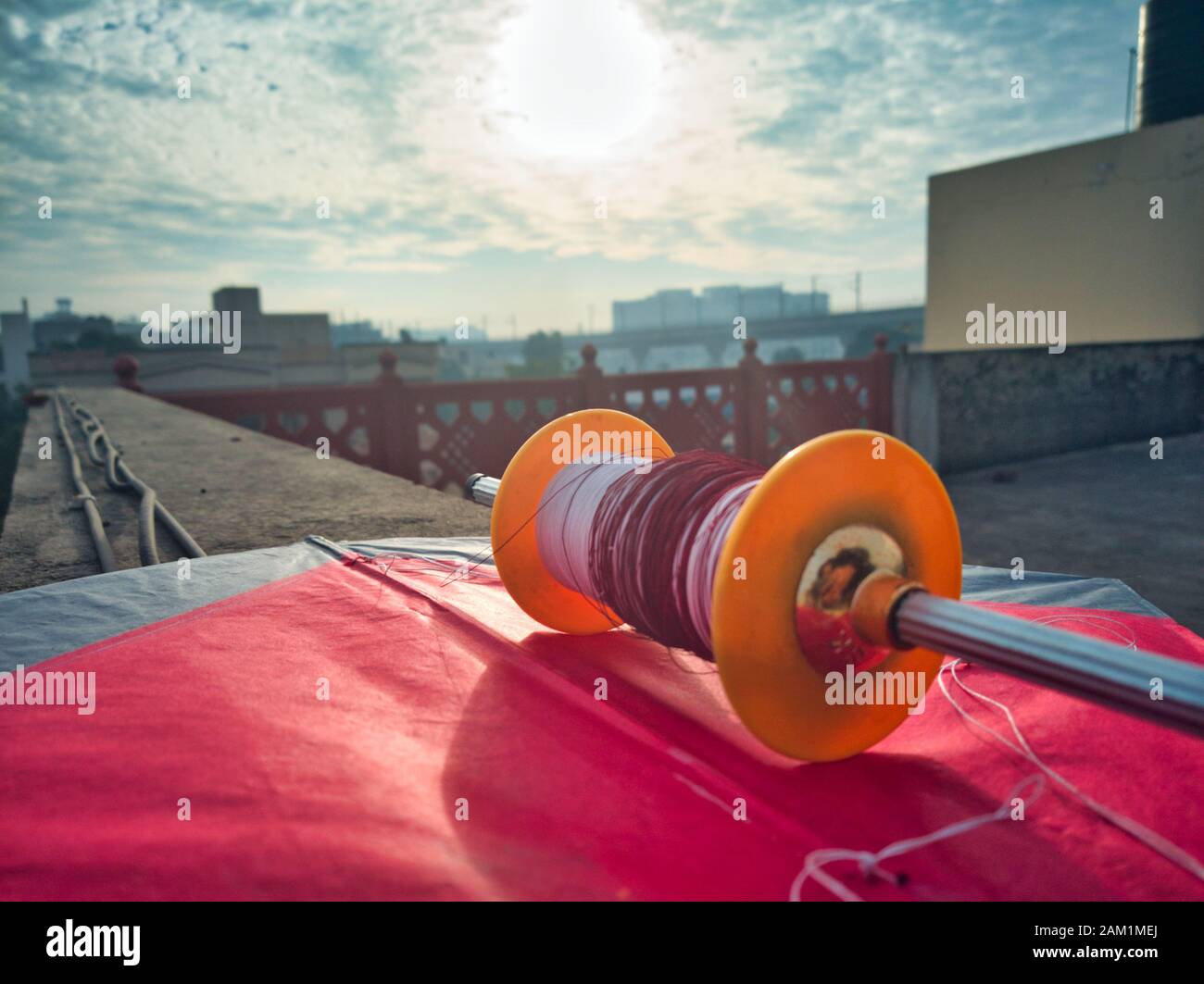 Jaipur, Rajasthan , Circa 2020 - Photograph of a colourful reel of ...