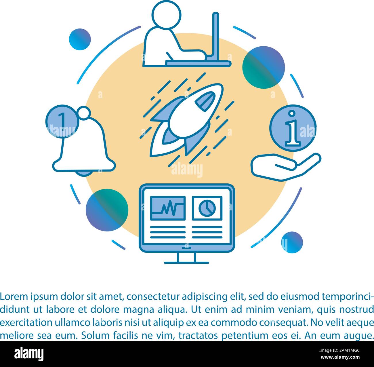 Social media yellow circle article page vector template. Brochure ...