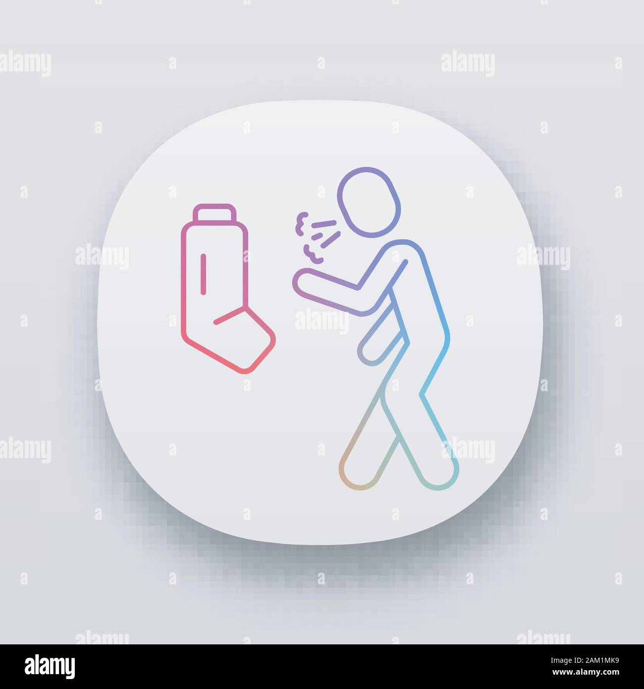 Allergic asthma, anaphylaxis app icon. Asthmatic using inhaler. UI/UX ...