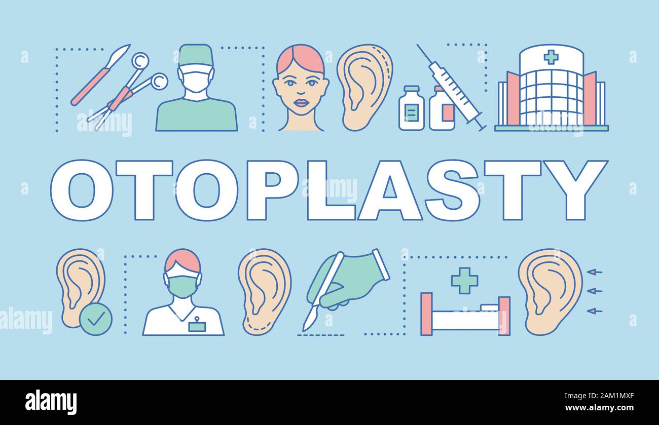 Otoplasty word concepts banner. Cosmetic ear surgery. Surgical ...