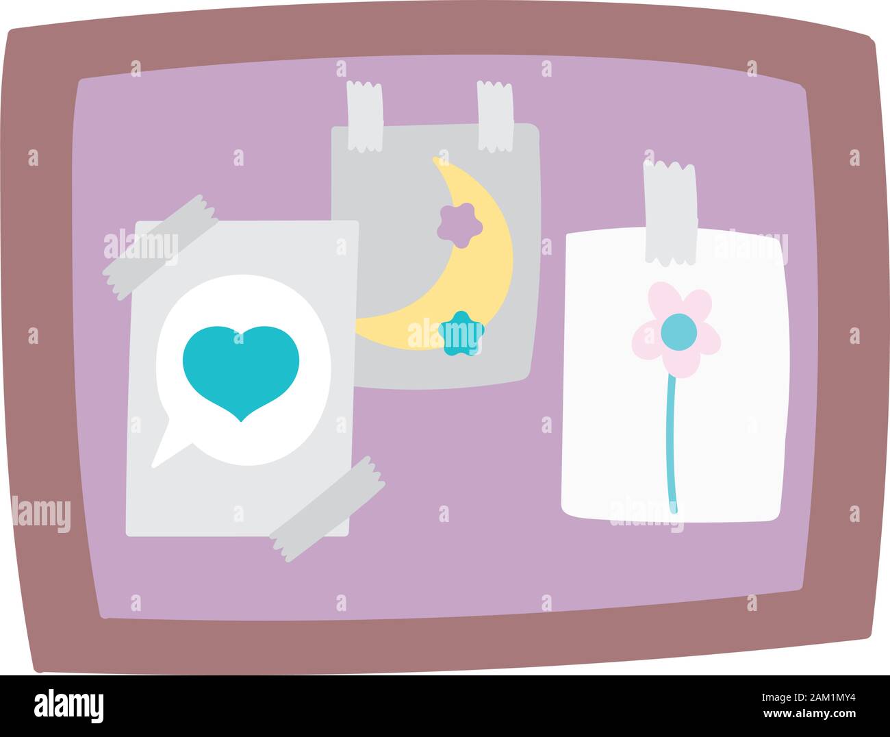 board with picture moon flower and heart love notes vector illustration ...