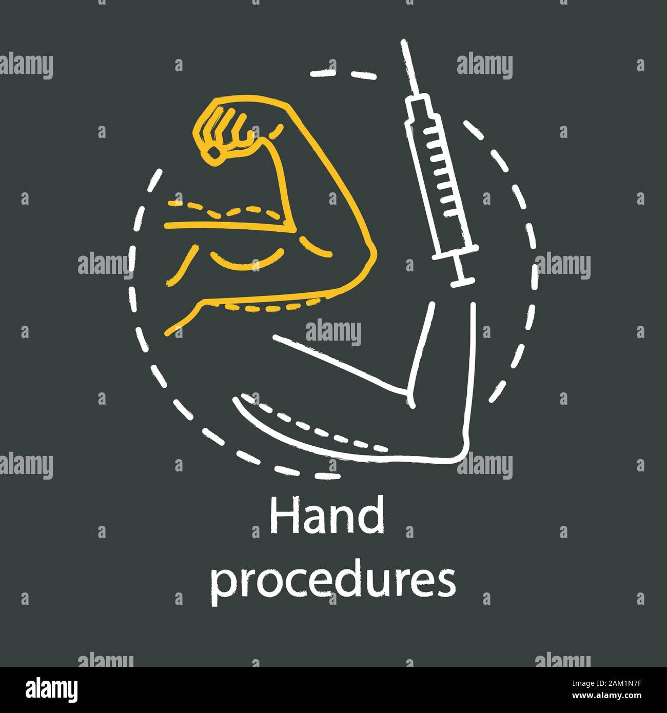 Hand procedures chalk icon. Body contouring surgery. Lifting procedure ...