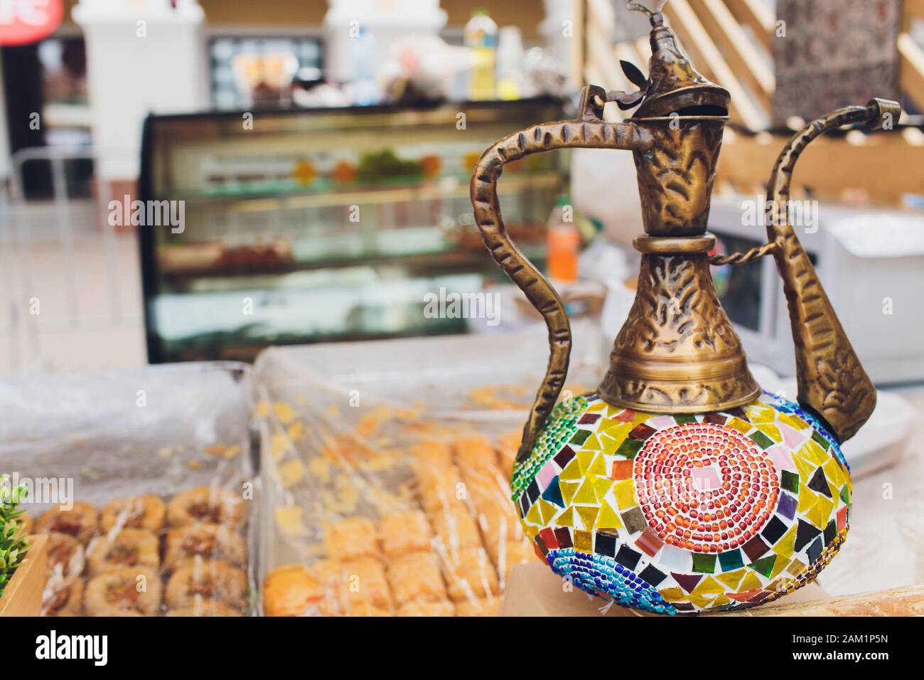Turkish tea set. Ottoman teacup with traditional arabic ornaments Stock ...