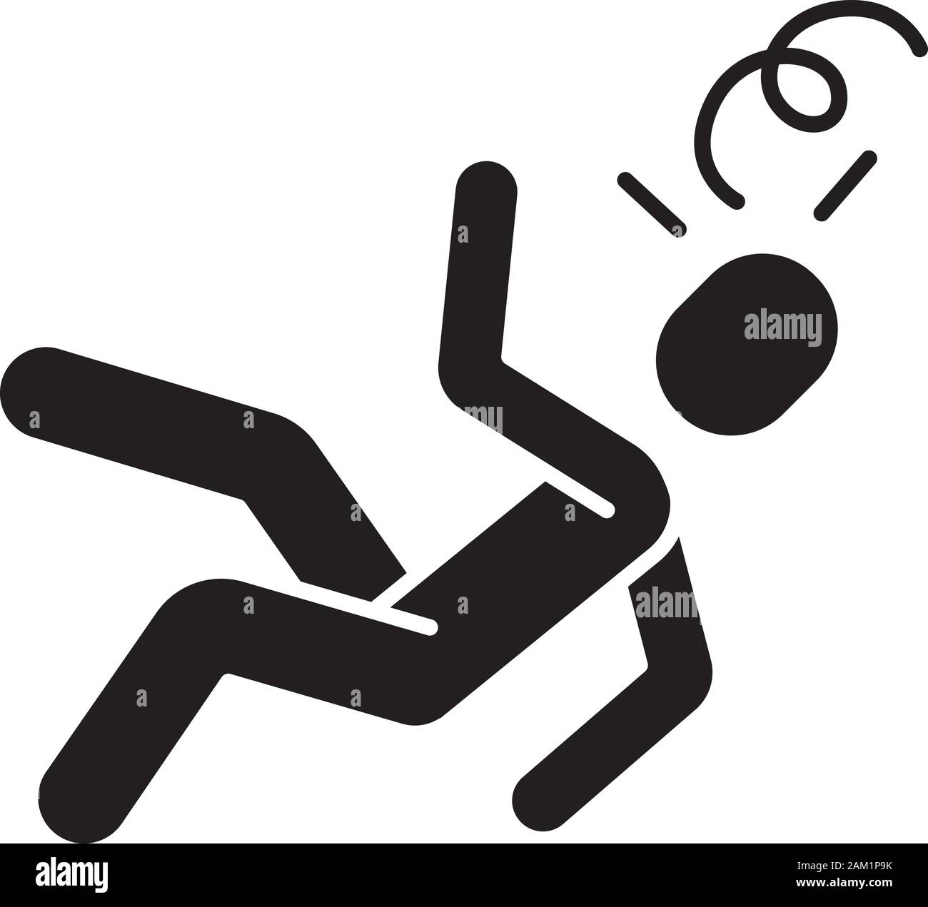 Fainting glyph icon. Unconsciousness human falling silhouette symbol ...