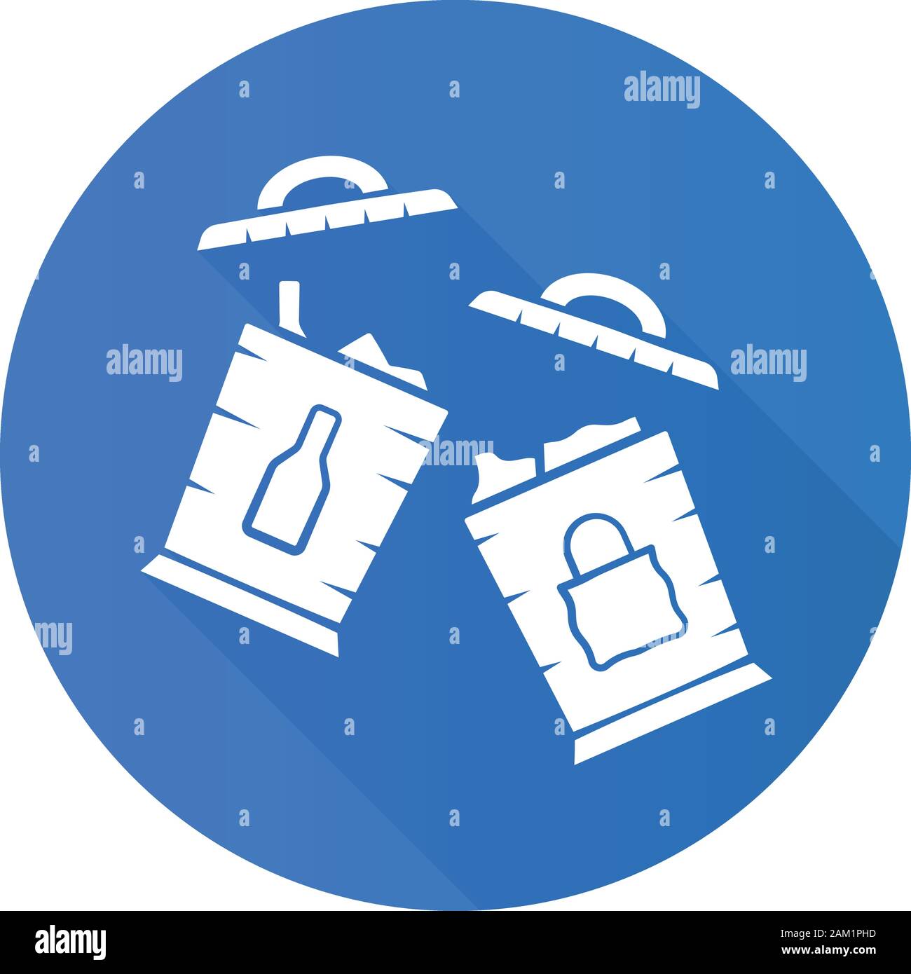 Trash sorting flat design long shadow glyph icon. Trashcans for ... Trash sorting flat design long shadow glyph icon. Trashcans for ...
