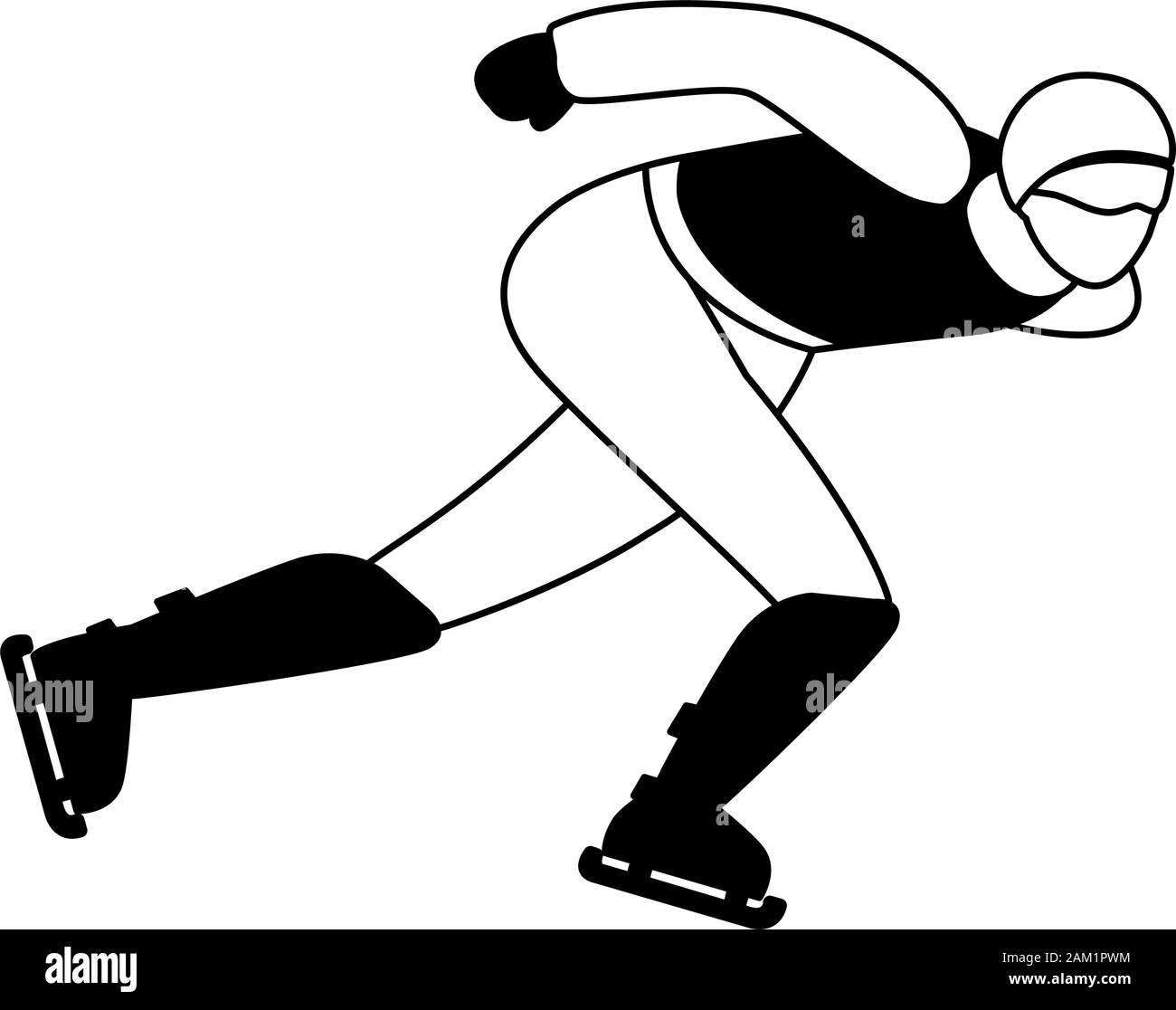 man practicing speed skating on white background vector illustration ...