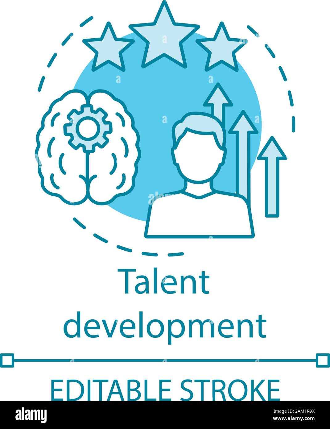 Talent development turquoise concept icon. Personal growth, inspiration ...
