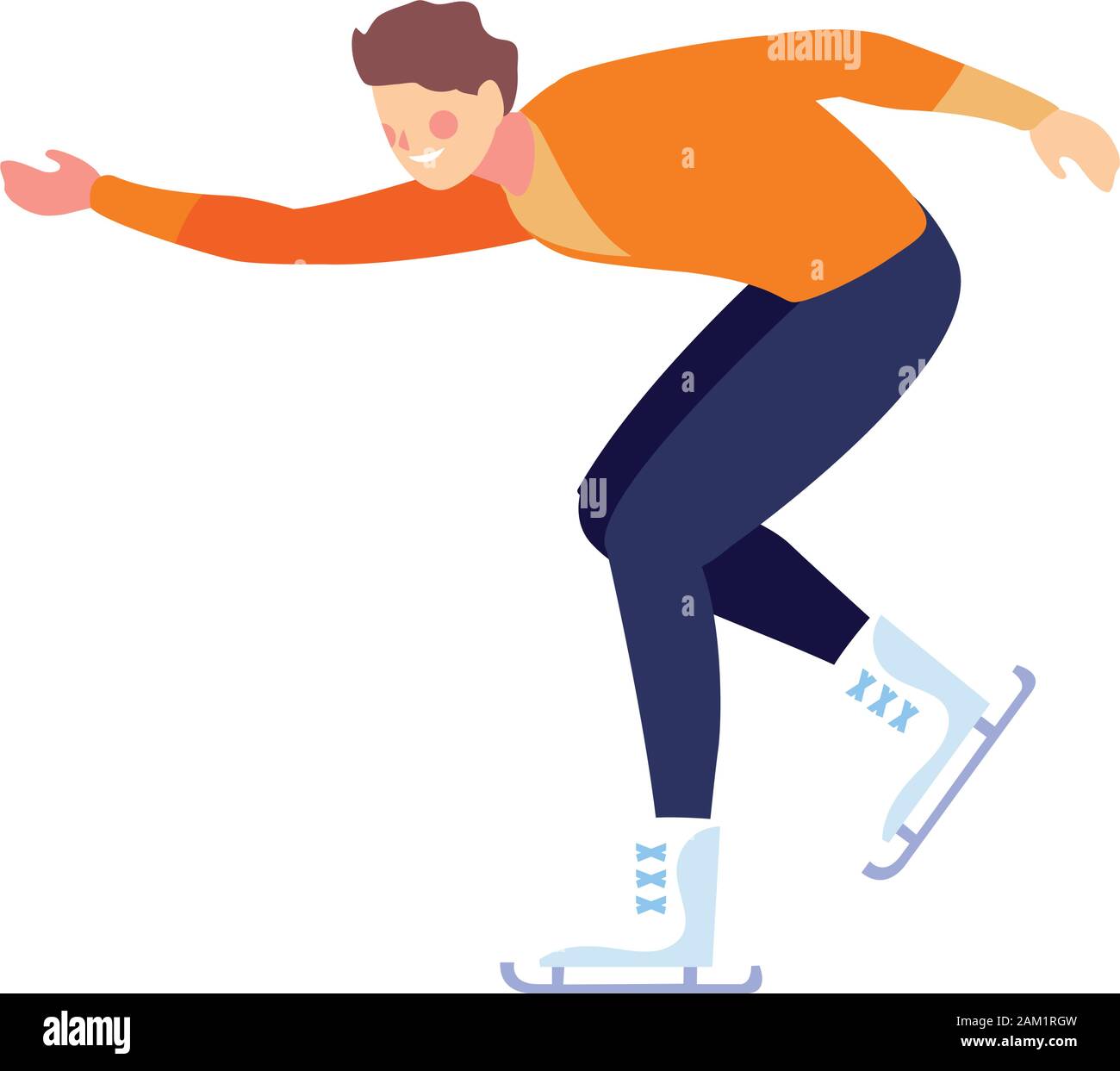man practicing figure skating on white background vector illustration ...