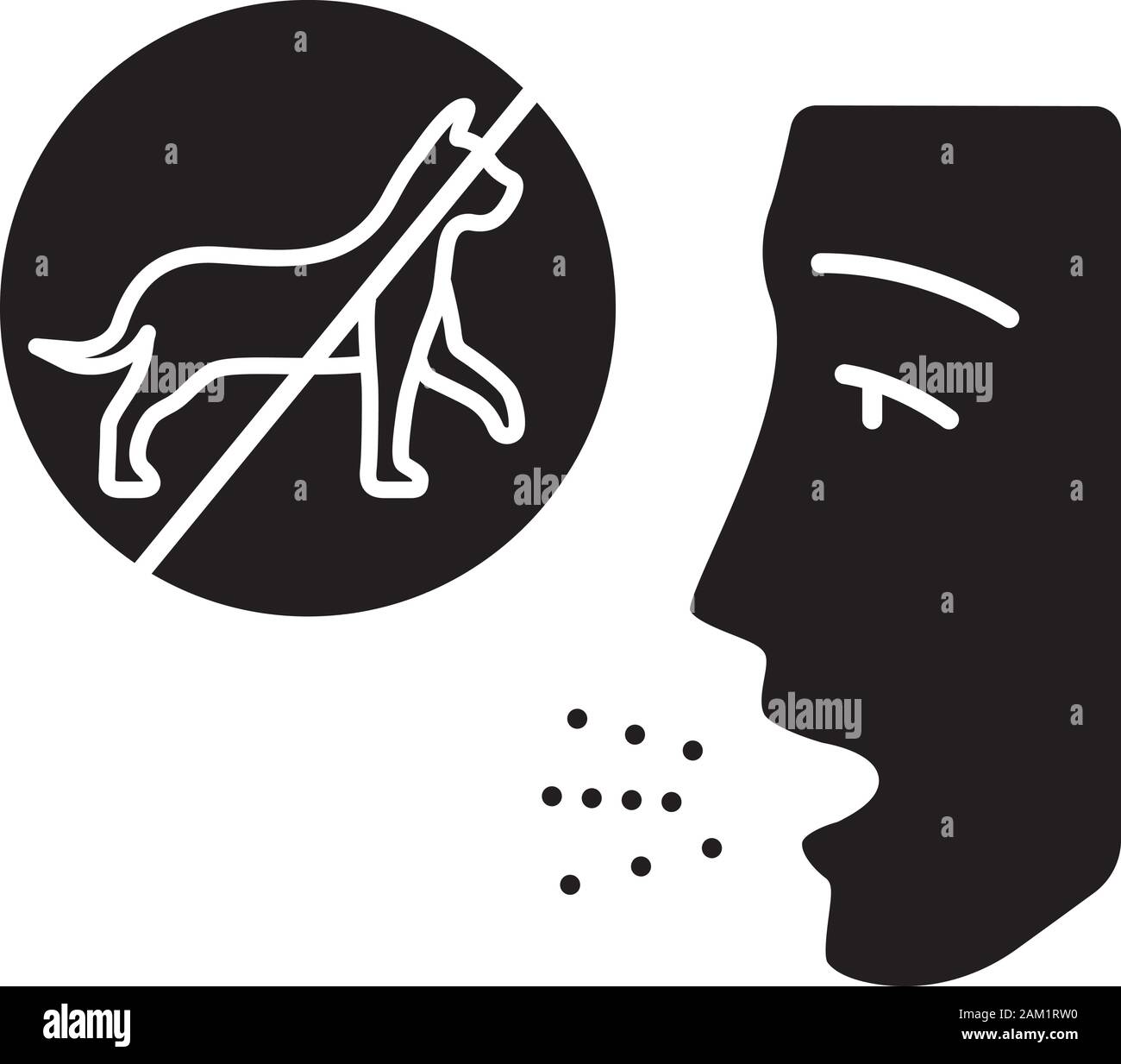 Cat allergy glyph icon. Ban on cats, human face. Allergic reaction to ...