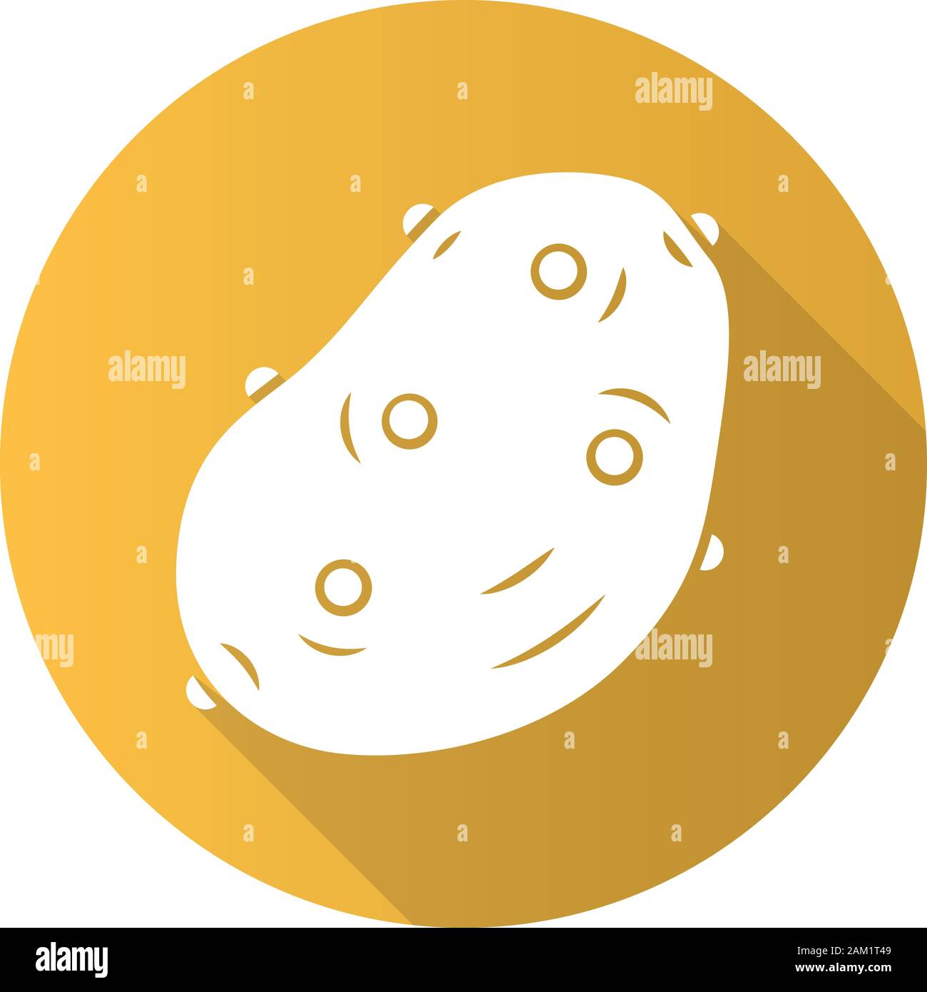 Potato flat design long shadow glyph icon. Organic food. Agriculture ...