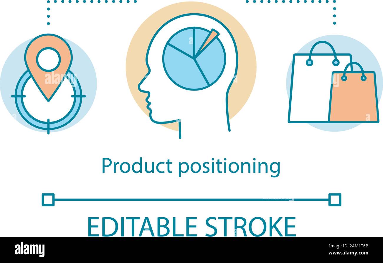 Product positioning concept icon. Brand promotion strategy idea thin ...