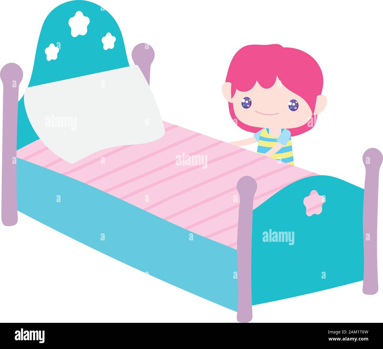 Make Bed Cartoon Boy