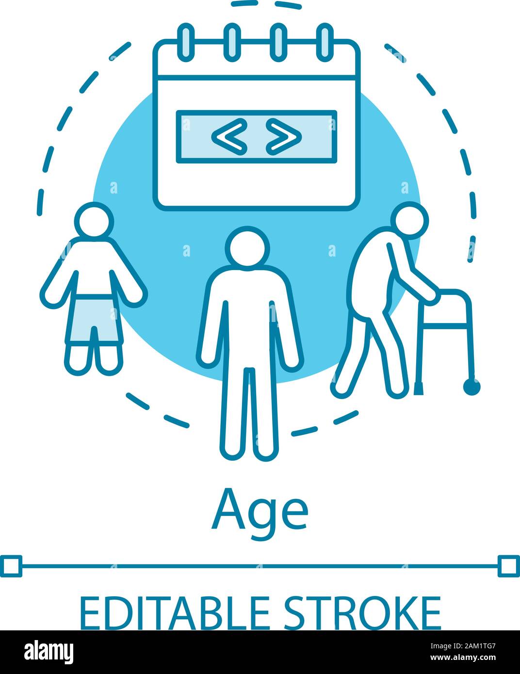 Age turquoise concept icon. Aging beauty treatment and lifting idea ...