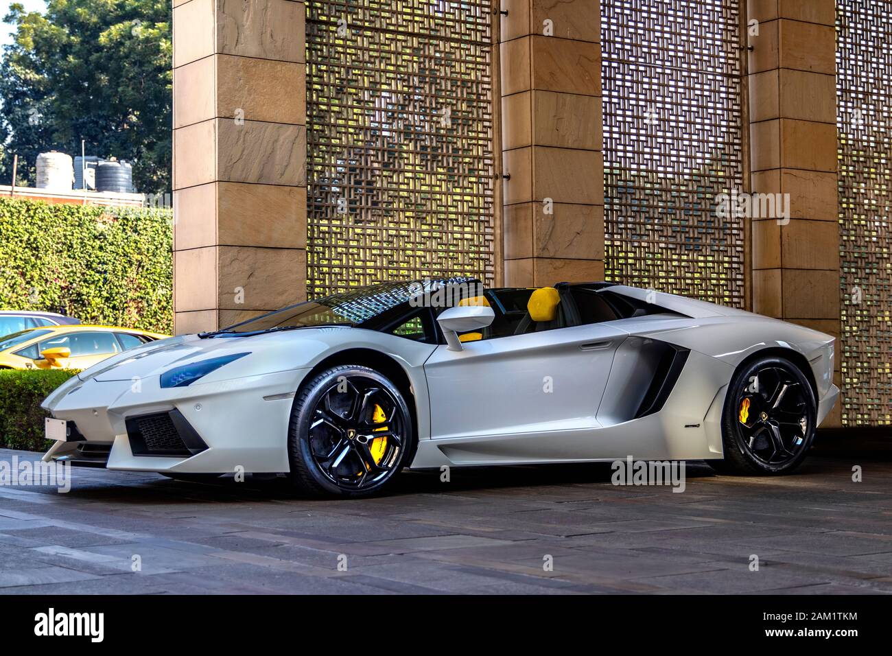 Luxurious white Lamborghini Avandator Stock Photo - Alamy