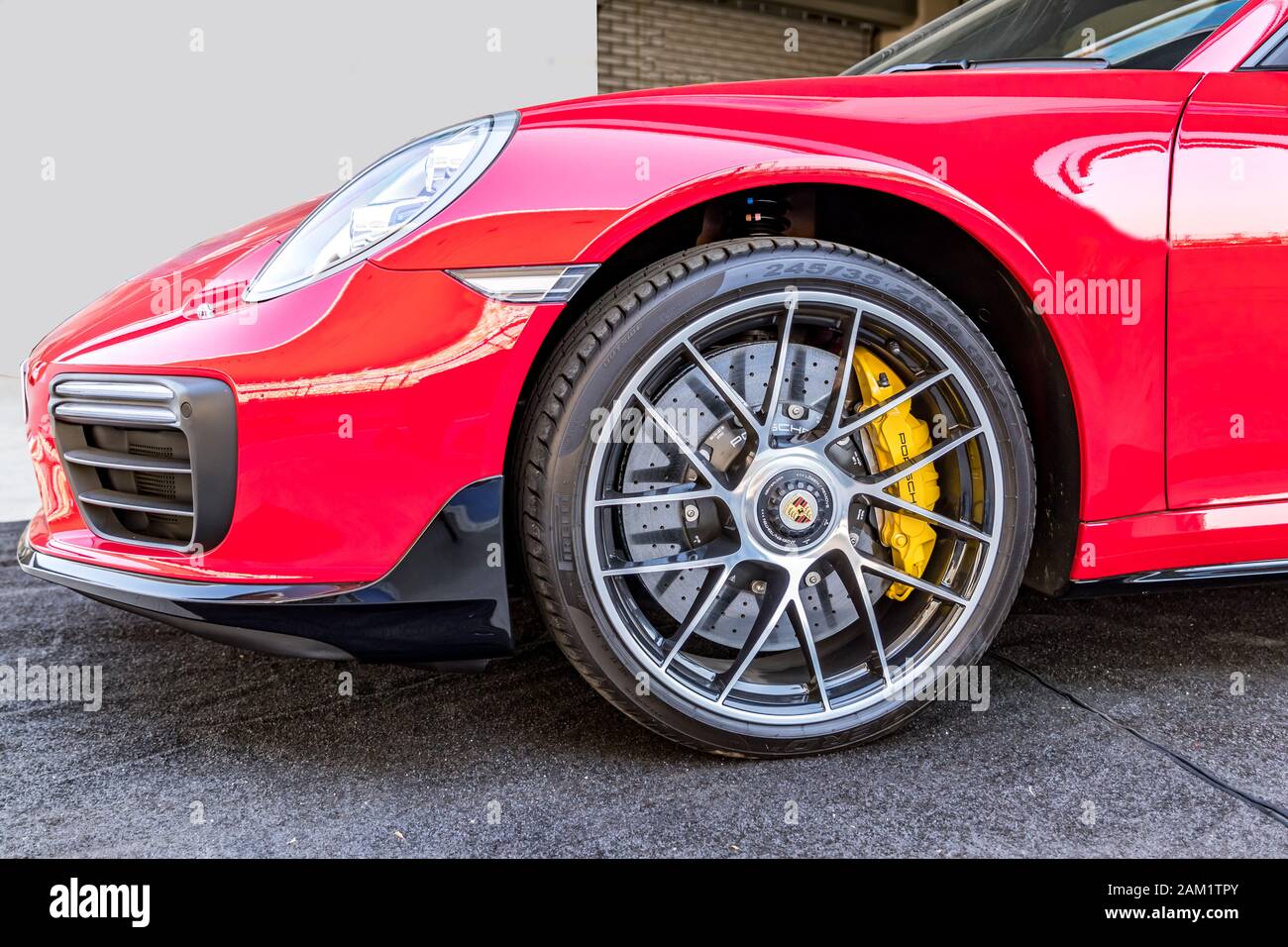 Red Porsche 911 Turbo S at display Stock Photo - Alamy