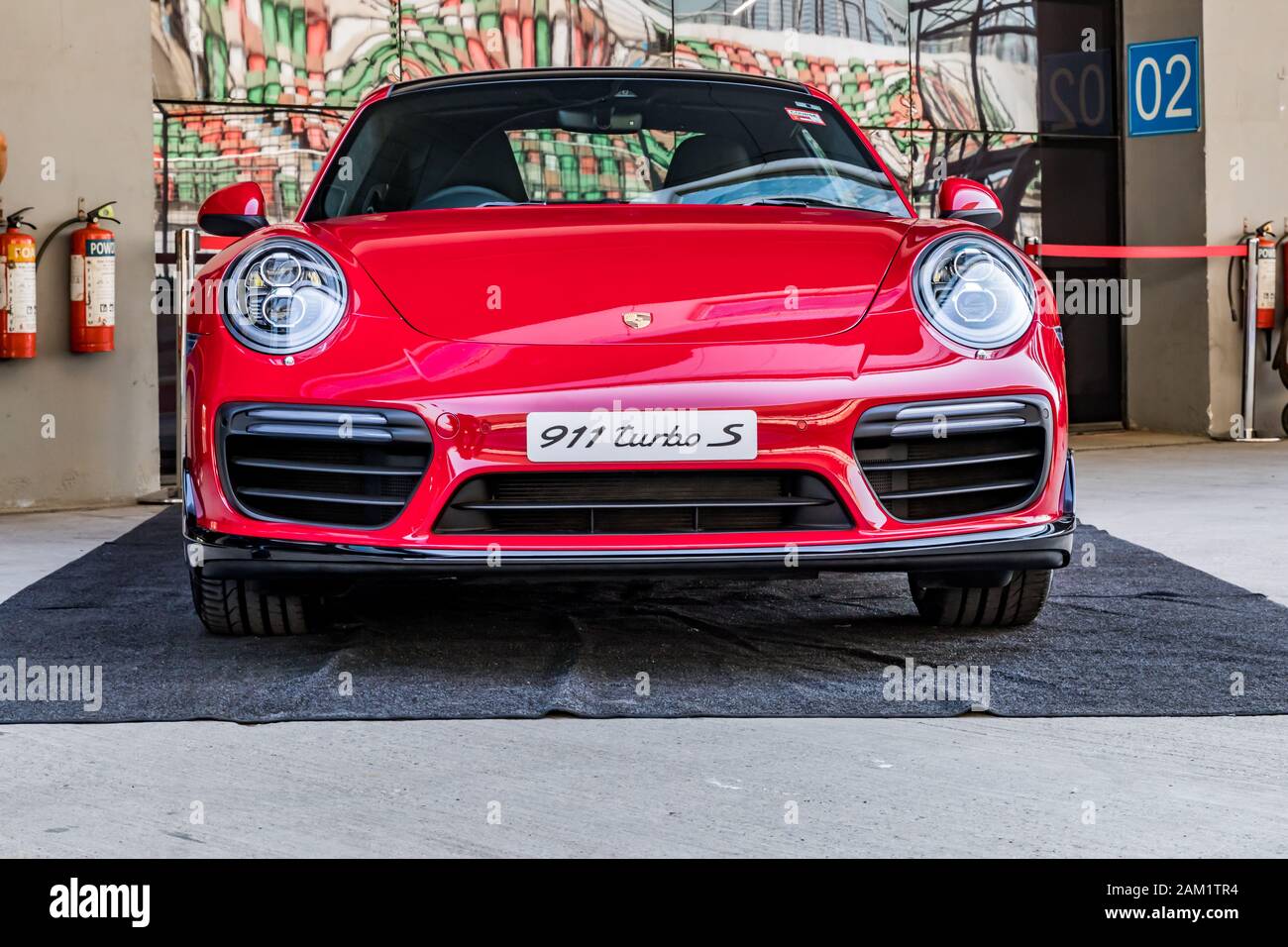 Red Porsche 911 Turbo S at display Stock Photo - Alamy