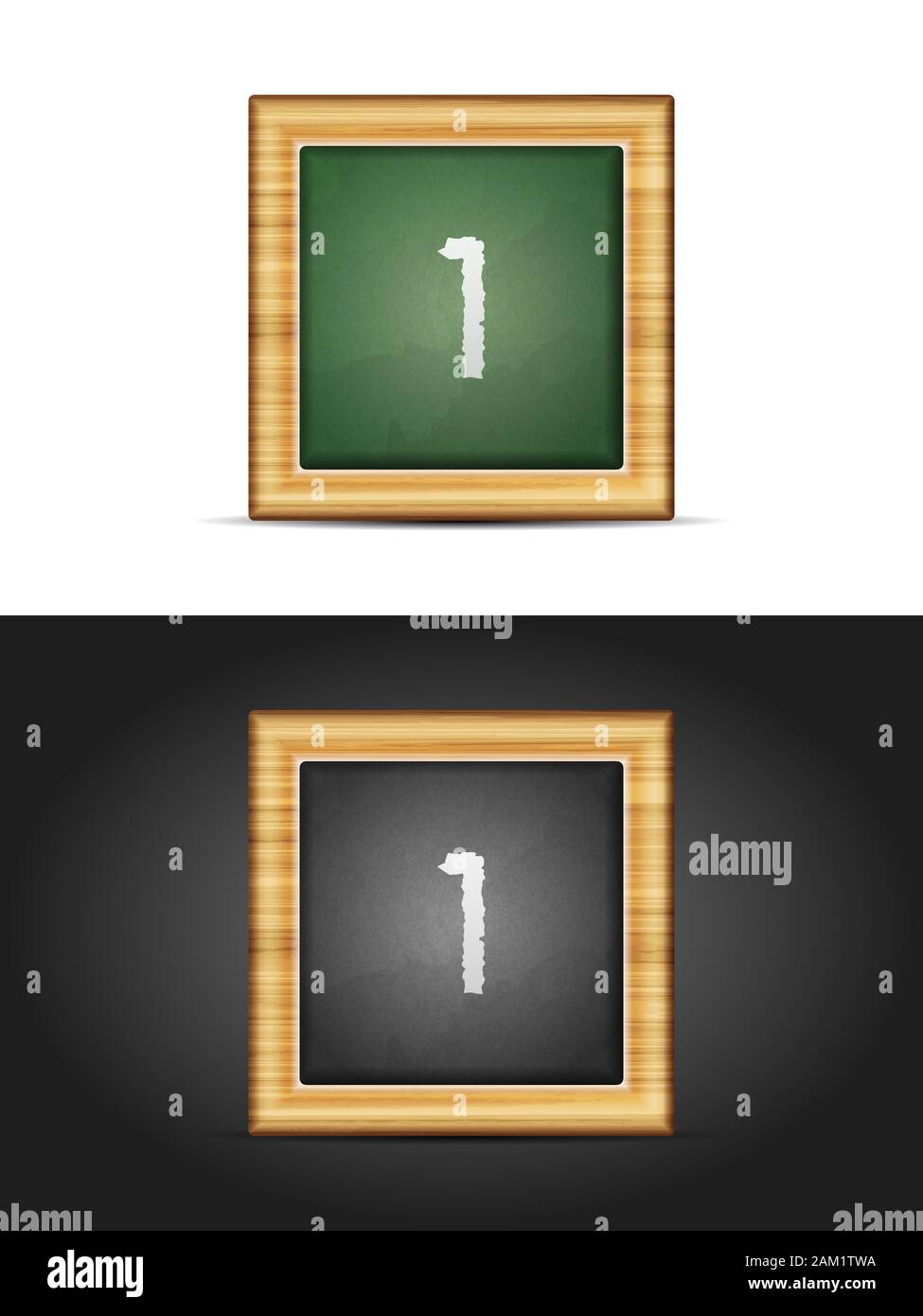 Number one on chalkboard set. Vector illustration Stock Photo - Alamy