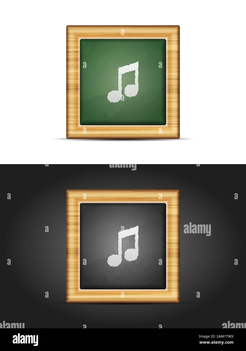 Music note sign on chalkboard set. Vector illustration Stock Photo - Alamy