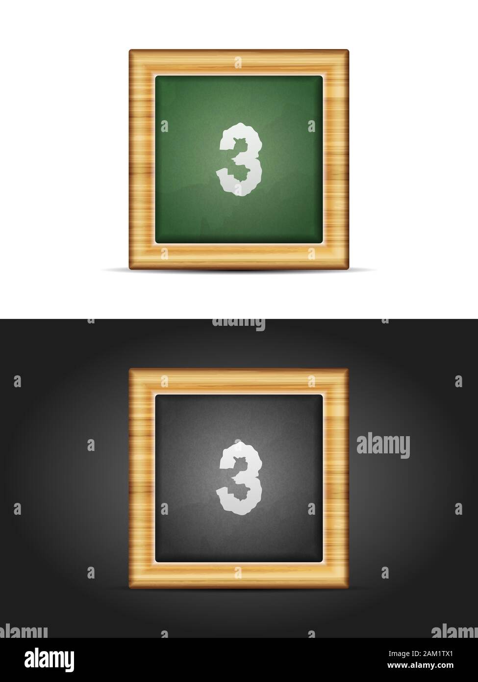 Number three on chalkboard set. Vector illustration Stock Photo - Alamy