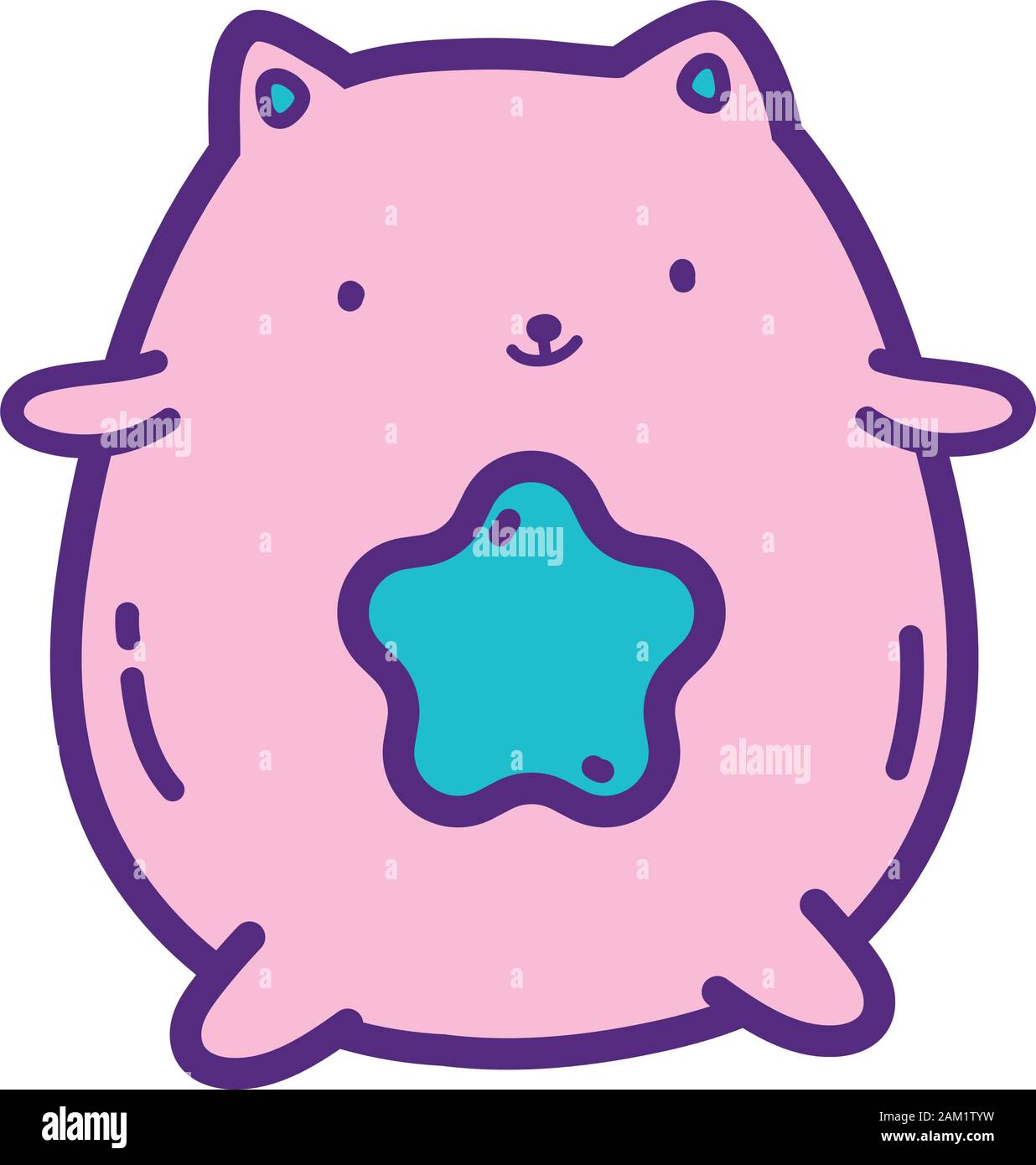 cute pink cat cartoon with star decoration vector illustration Stock ...