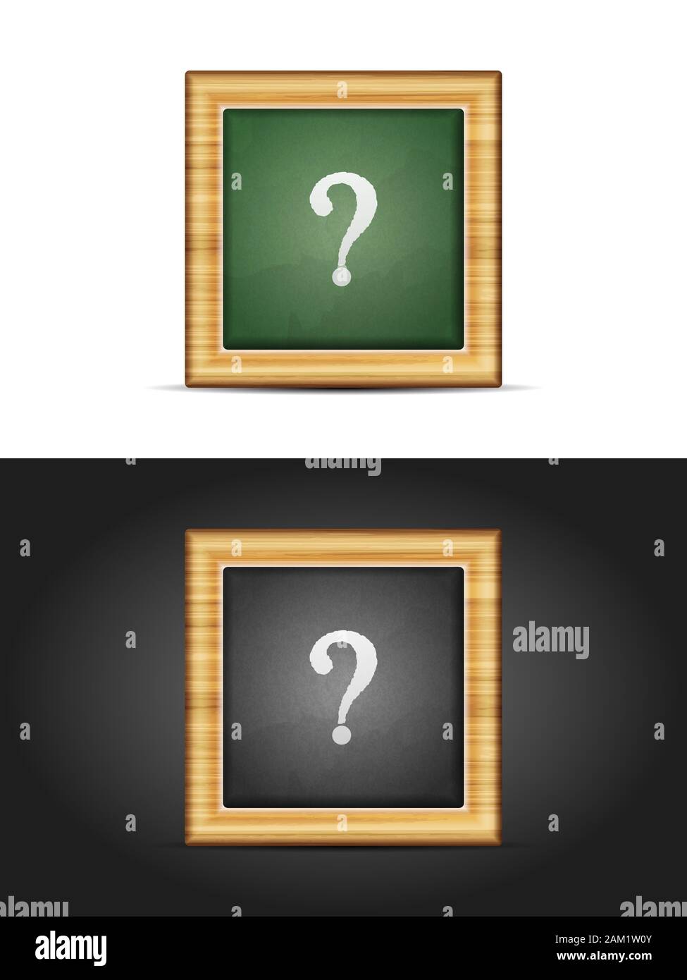 Question sign on chalkboard set. Vector illustration Stock Photo - Alamy