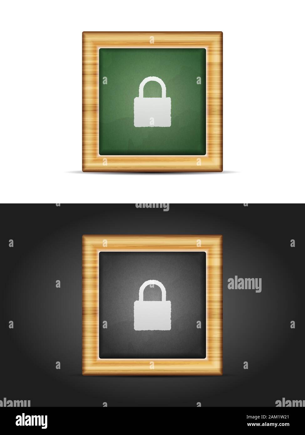 Padlock sign on chalkboard set. Vector illustration Stock Photo - Alamy