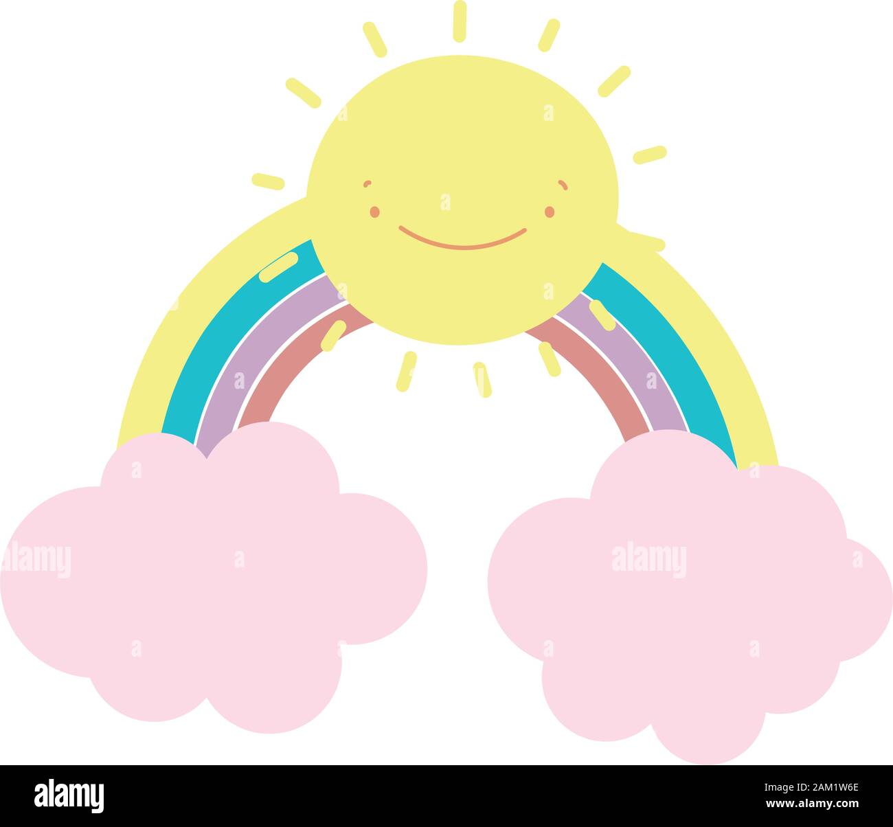 rainbow sun clouds cartoon fantasy decoration vector illustration Stock ...