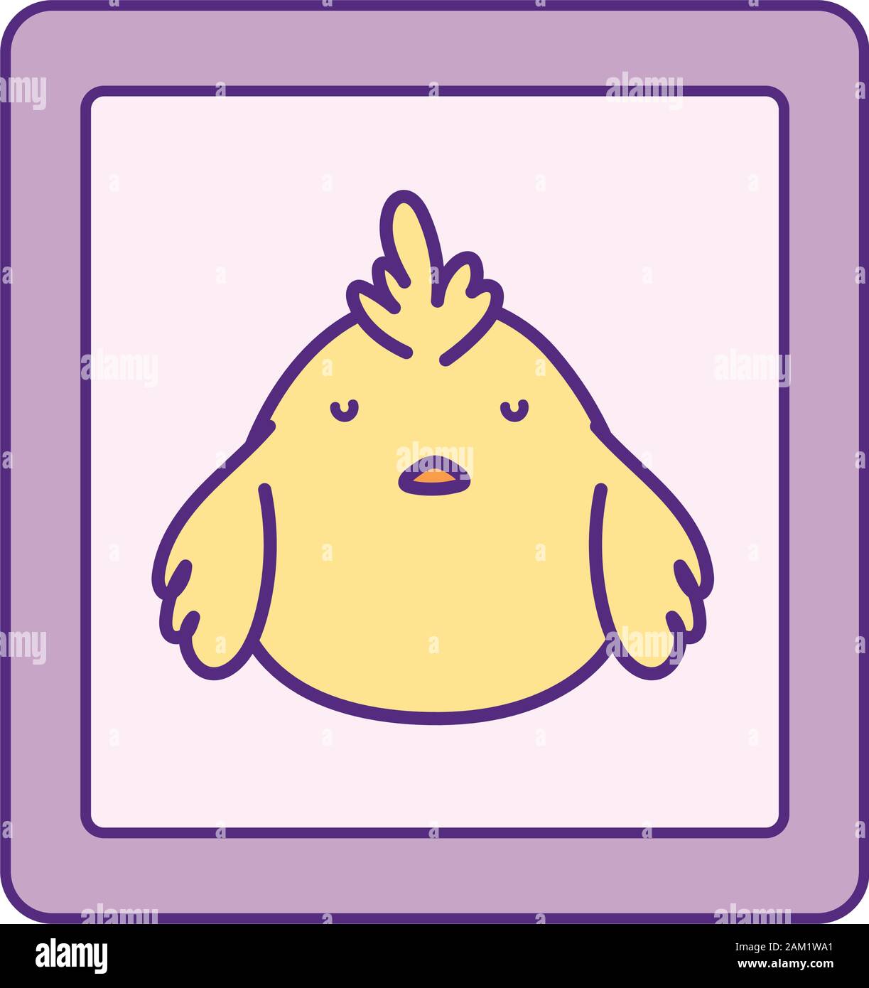 cute frame decoration little chicken cartoon on white background vector ...