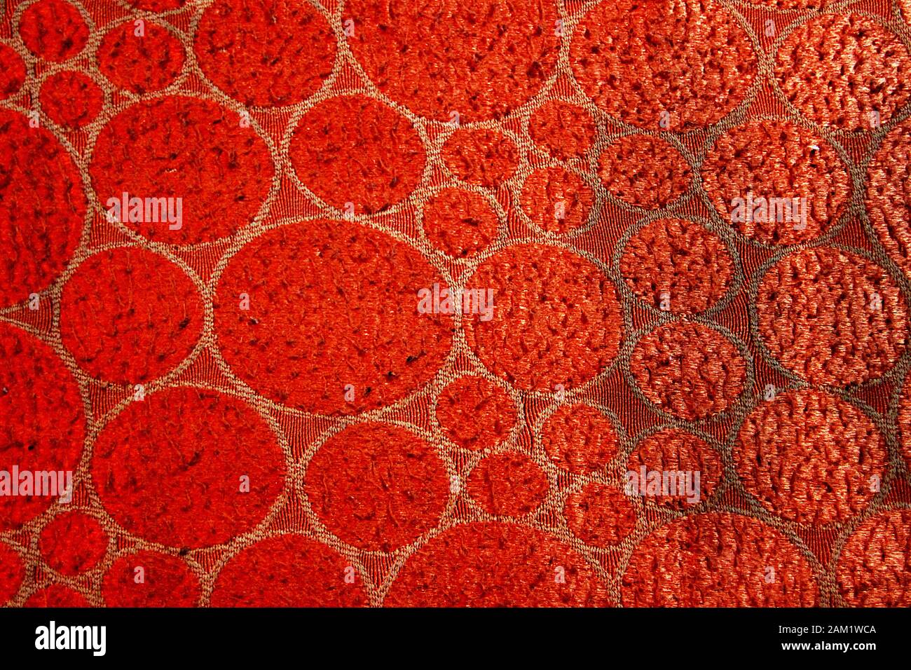 Red colored fabric with geometric design and woolly texture Stock Photo ...