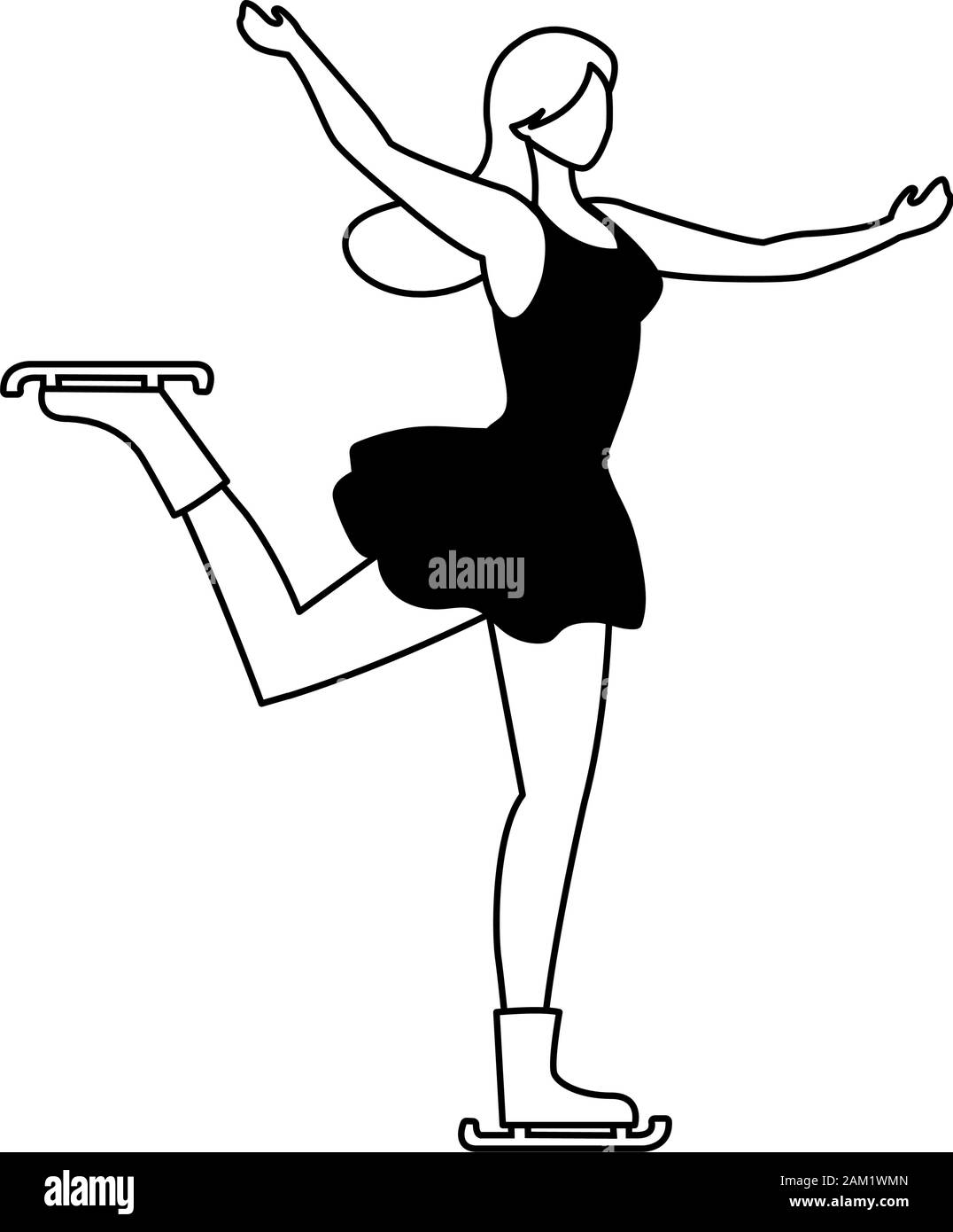 woman practicing figure skating on white background vector illustration ...