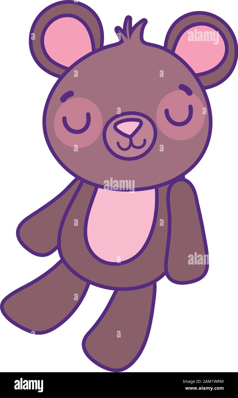 cute little teddy bear toy cartoon on white background vector ...