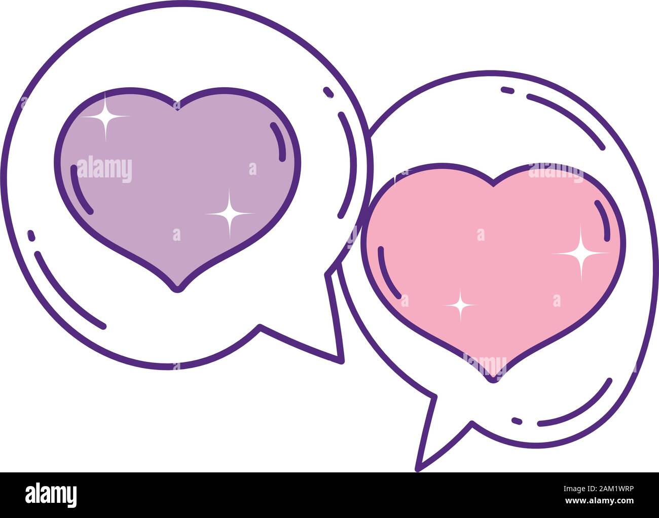 hearts love romantic speech bubbles design on white background vector illustration Stock Vector ...