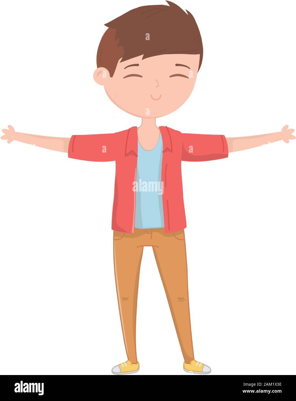 happy young man open arms cartoon vector illustration Stock Vector ...