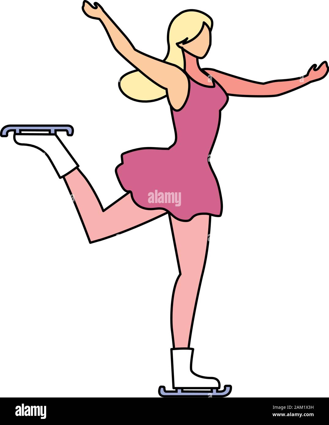 woman practicing figure skating on white background vector illustration ...