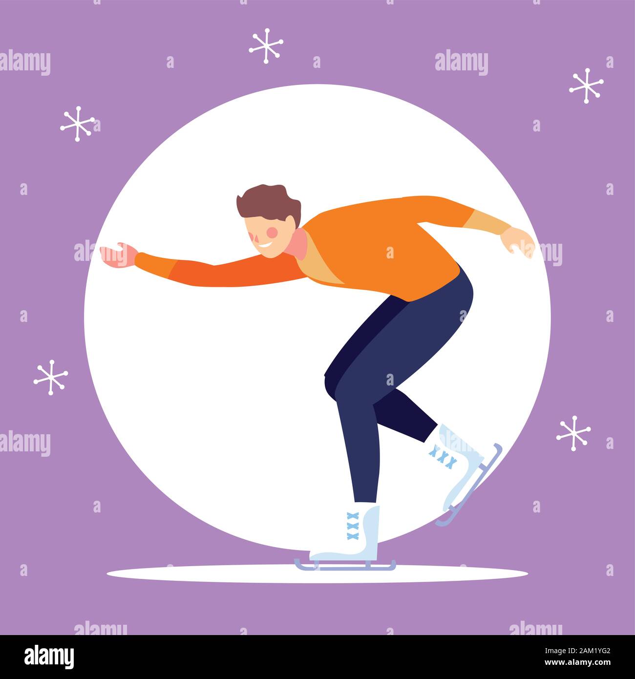man practicing figure skating , ice sport vector illustration design ...