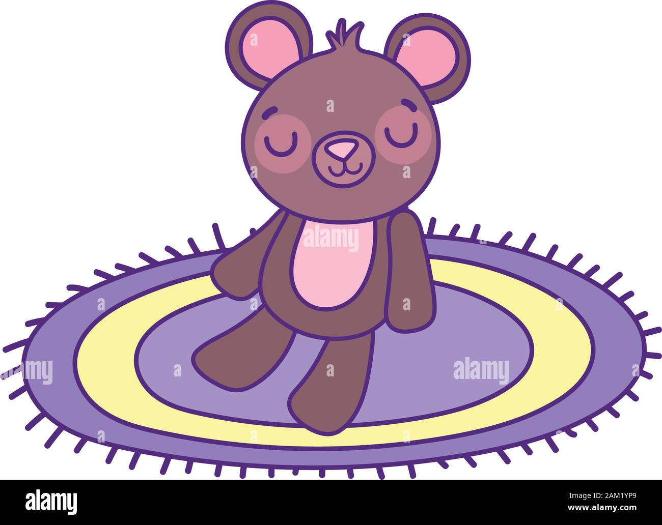 cute teddy bear toy sitting on carpet cartoon on white background ...
