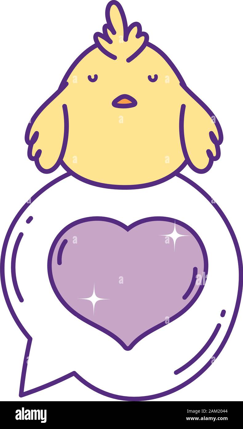 cute little chicken cartoon on love speech bubble heart vector ...