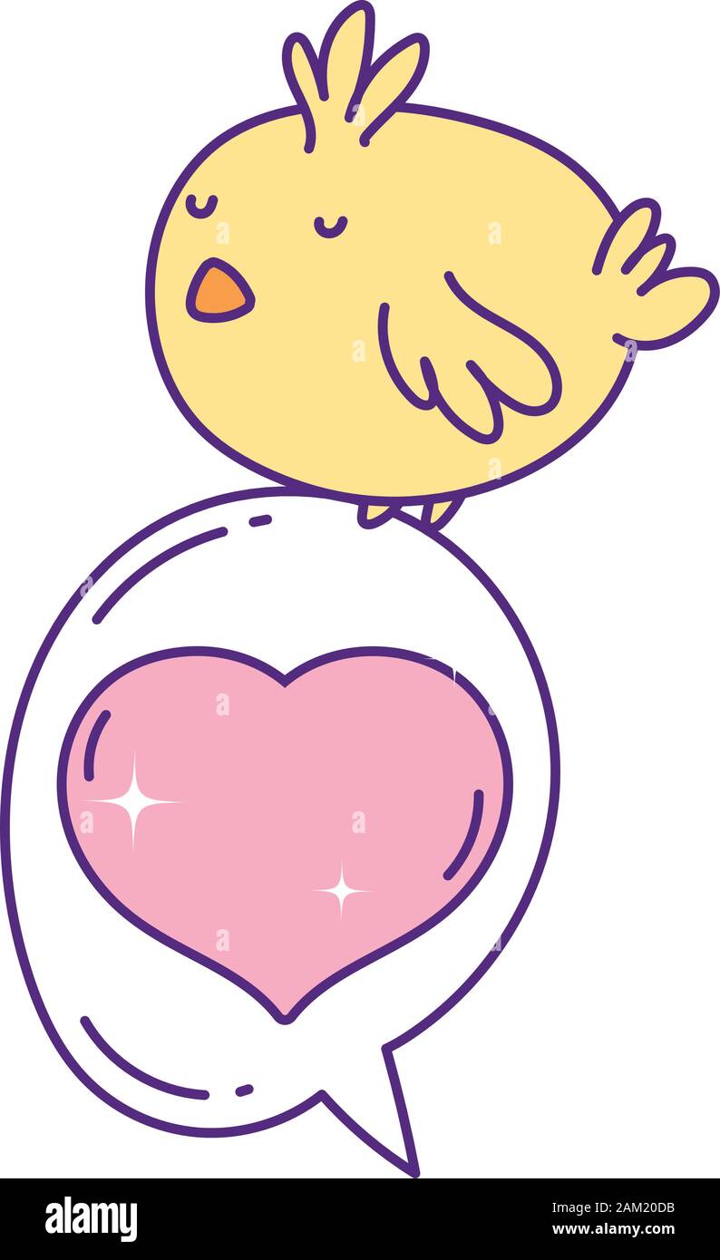 cute little chicken cartoon on love speech bubble heart vector ...