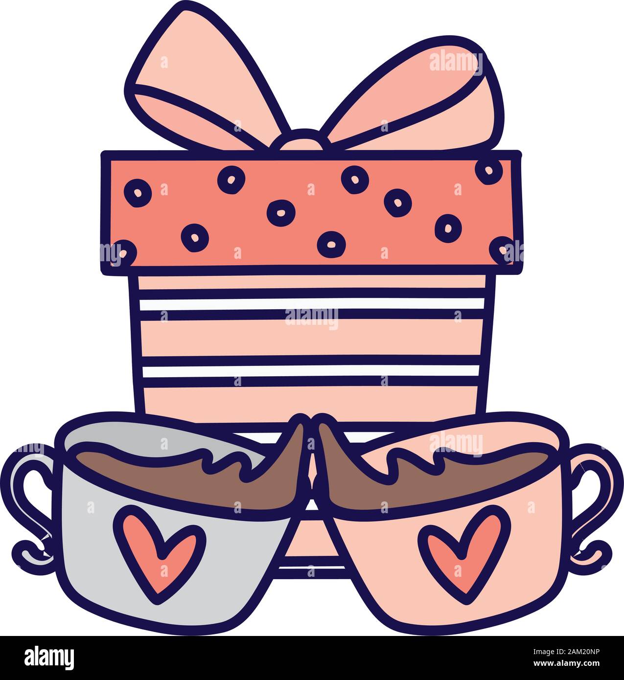 happy valentines day decoration gift boxes and coffee cups love ...