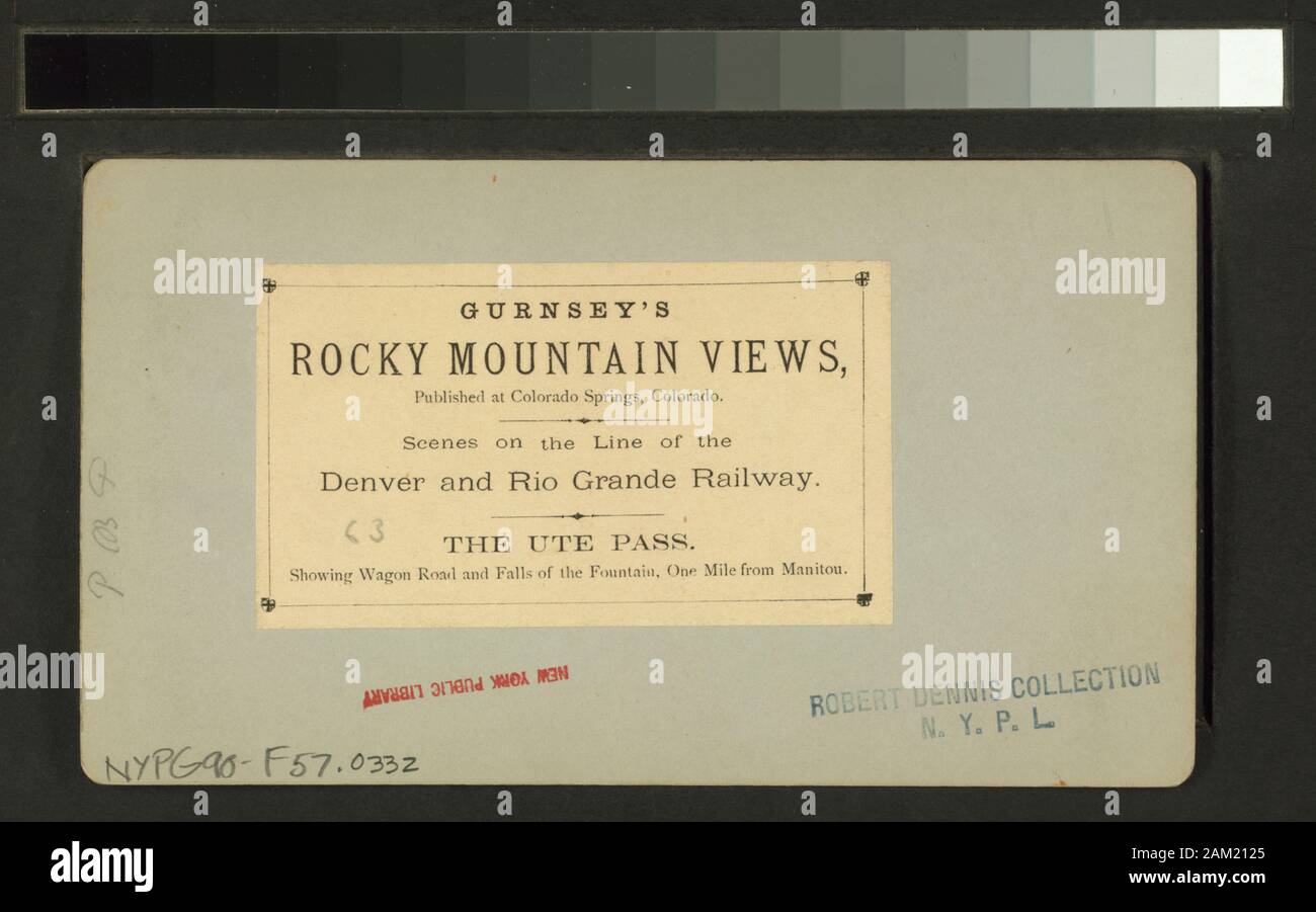 The Ute Pass, showing wagon road and falls of the Fountain One mile ...