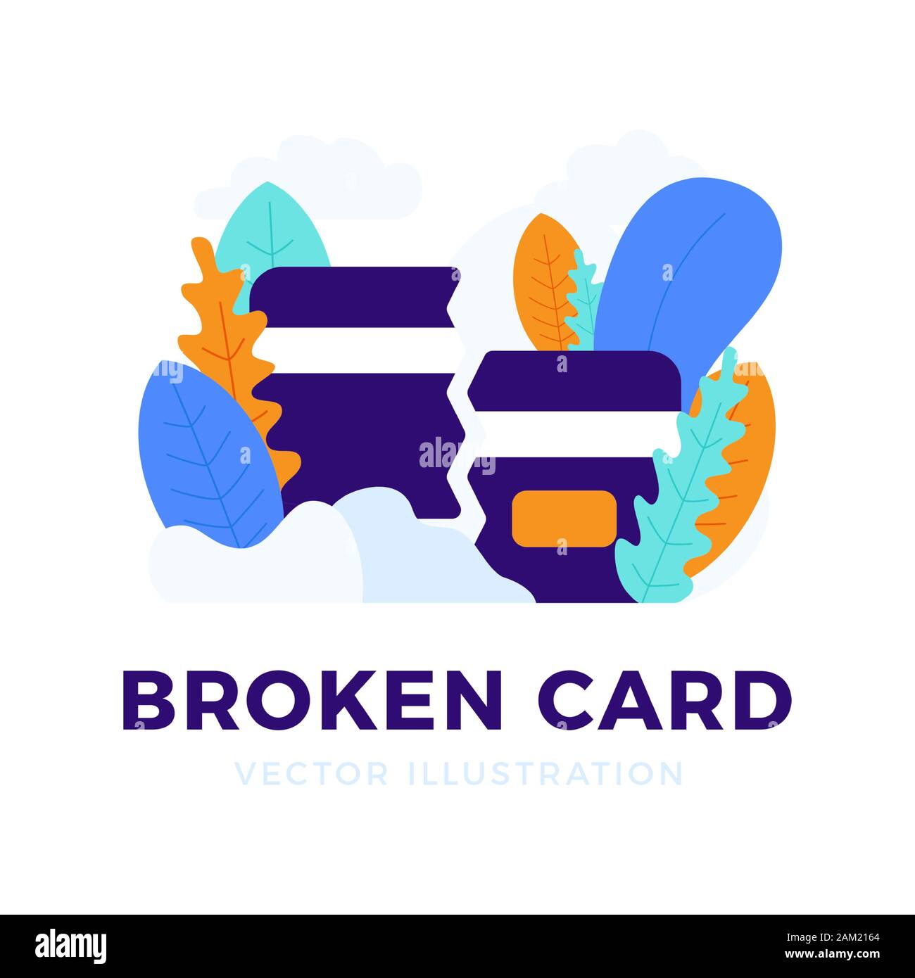 Broken Credit Card Vector stock illustration on white background. The ...