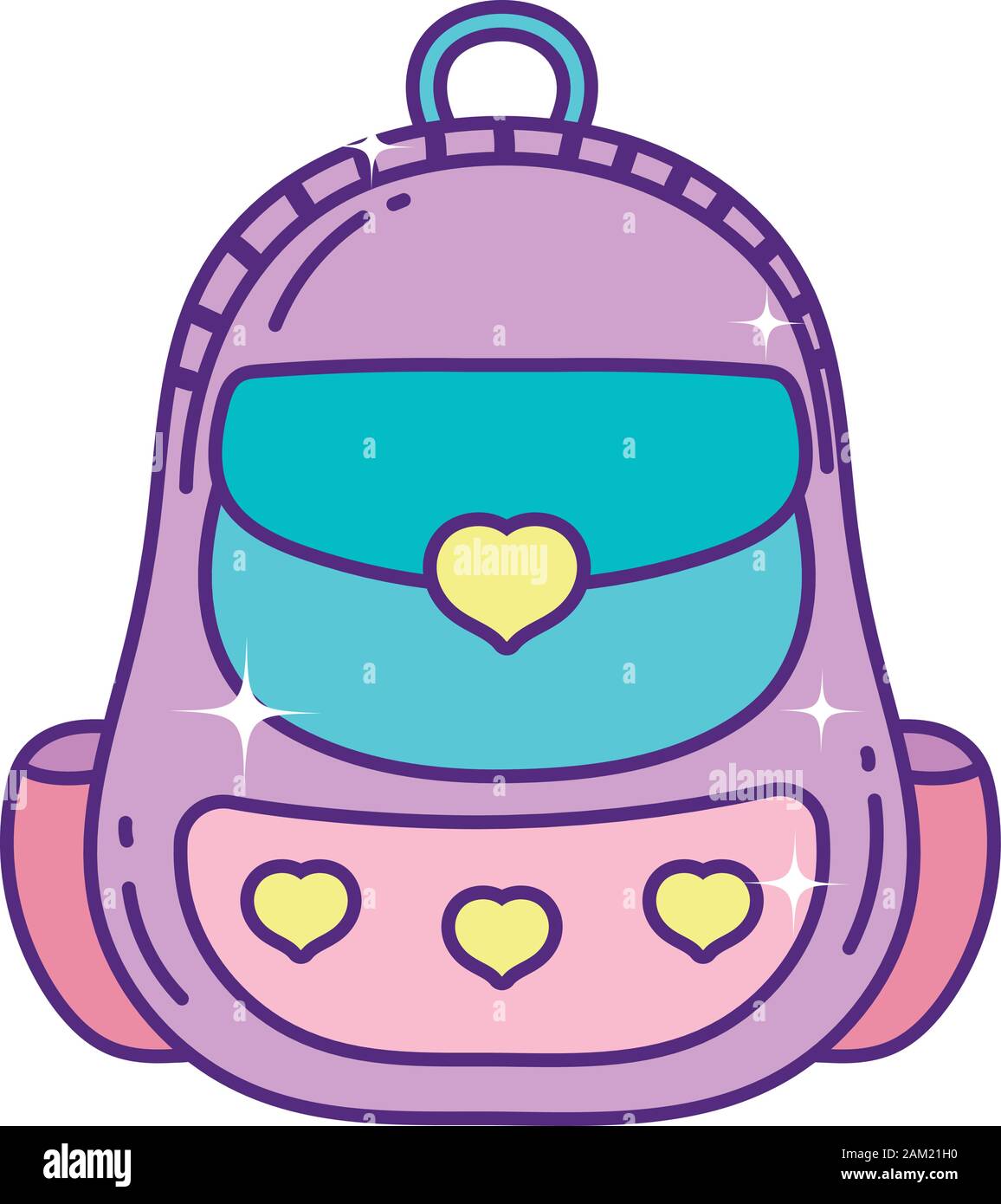 cute school backpack with hearts decoration vector illustration Stock ...