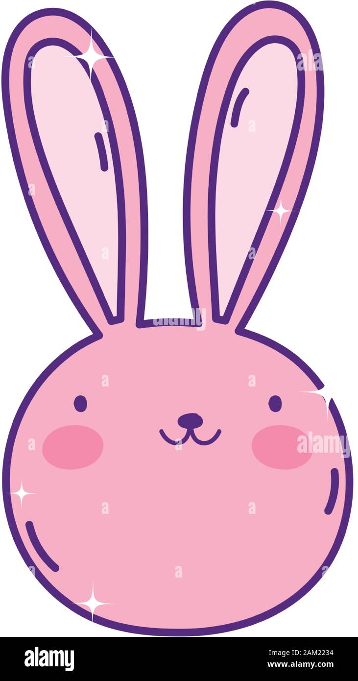 cute rabbit face adorable cartoon character icon vector illustration ...